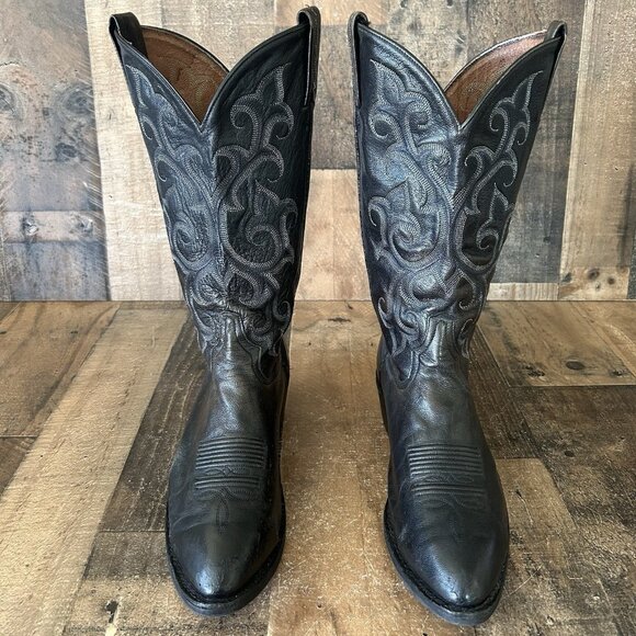 Tony Lama | Shoes | Tony Lama Vintage Classic Black Vibram Sole Western ...